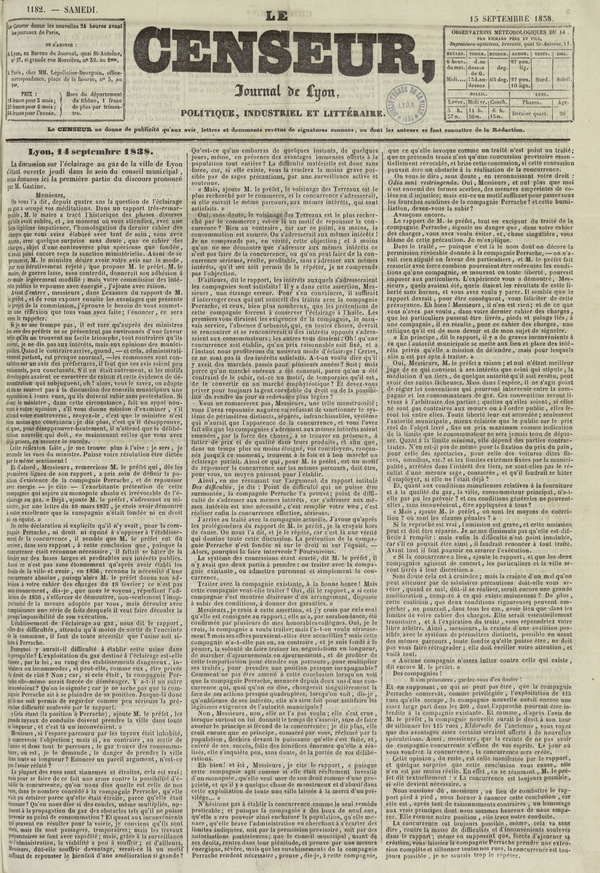 Le Censeur : journal de Lyon, politique, industriel et littéraire 15 ...
